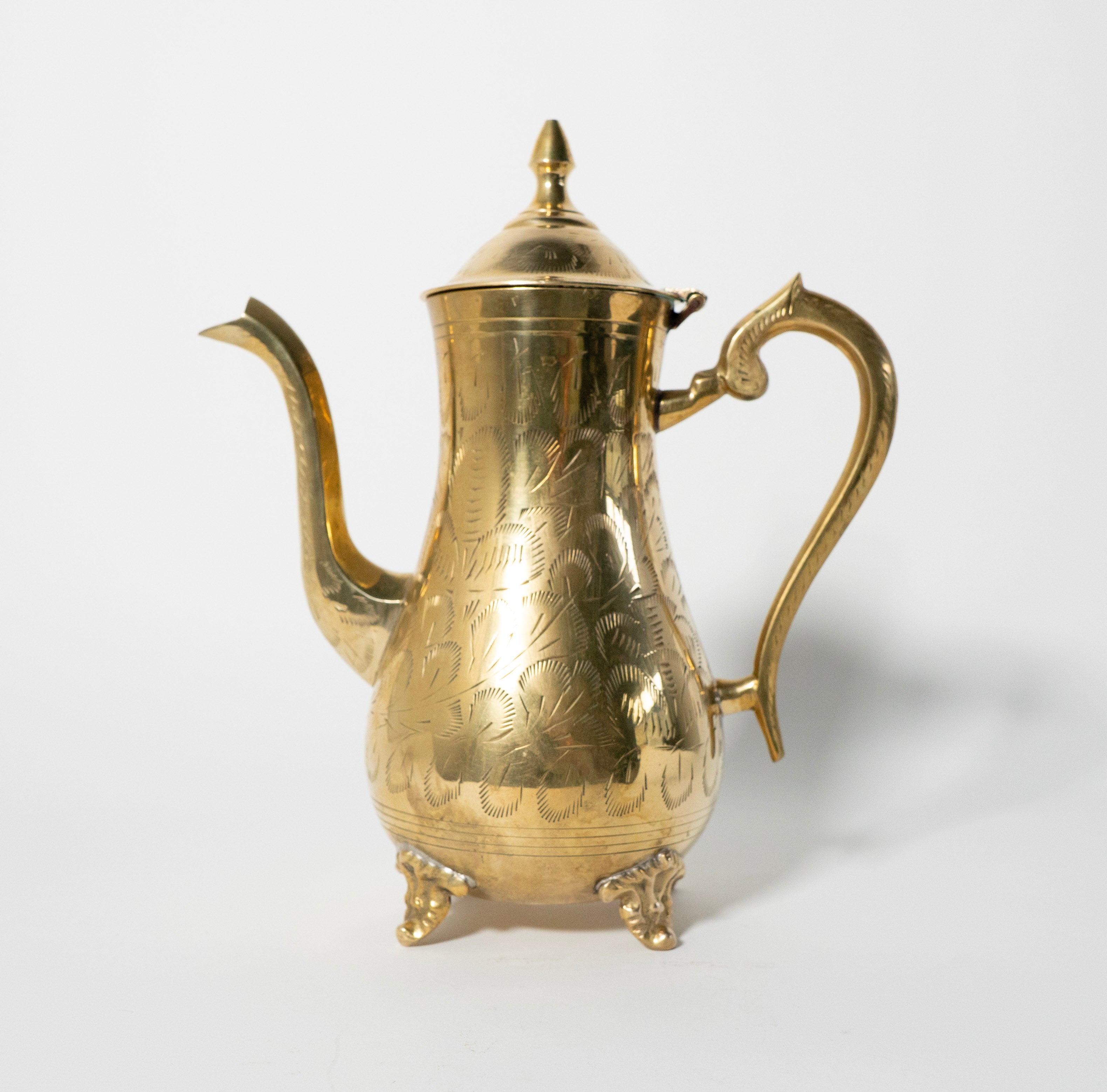 1960's Brass Dallah Coffee Pot, Engraved Middle Eastern Arabic Decor ...